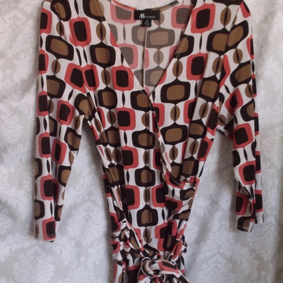 AB Studio | Dresses | Retro Ab Studio Wrap Dress M | Poshmark